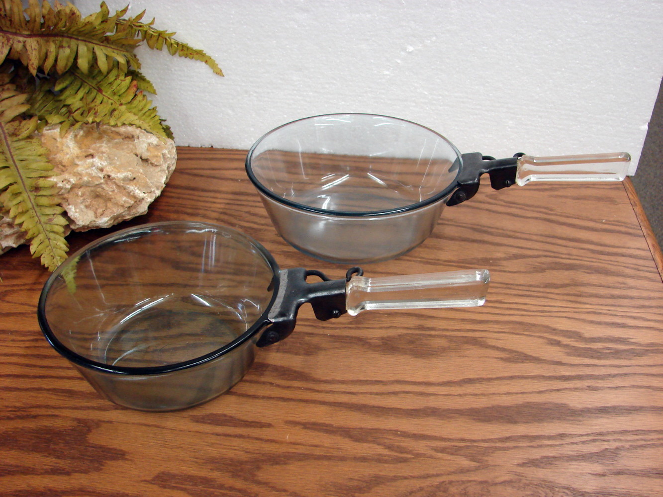 Vintage Pyrex 832 833 Flameware Blue Glass Sauce Pan Detachable Handles ...