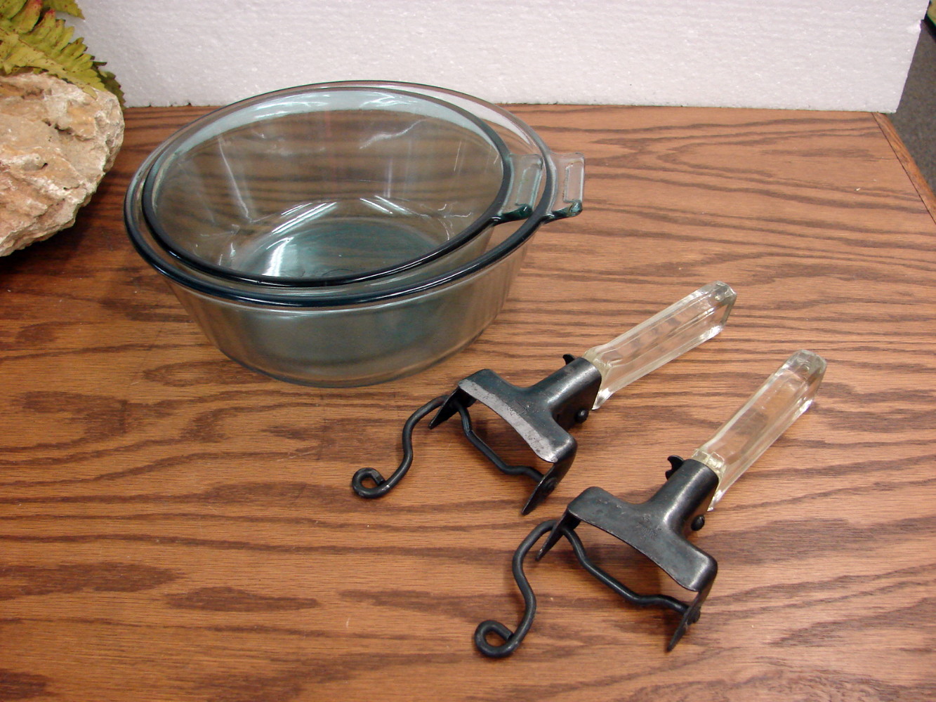 Vintage Pyrex 832 833 Flameware Blue Glass Sauce Pan Detachable Handles ...