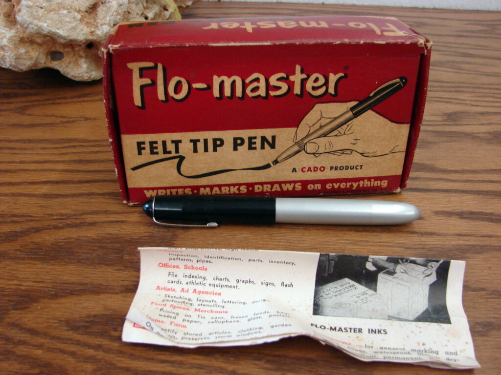 Vintage Flo-master Felt Tip Pen Marker Artist Kit Box Cleaner Ink New ...