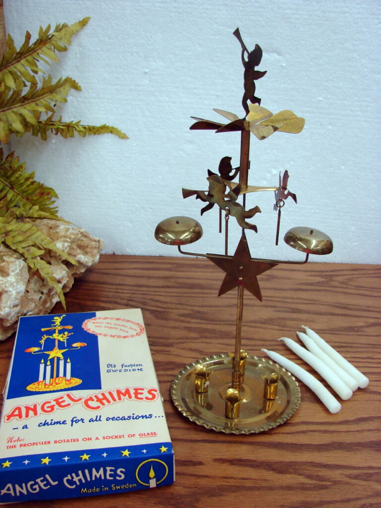 Vintage Brass Anglaspel Swedish Angel Chime New in Box Candle Heat ...