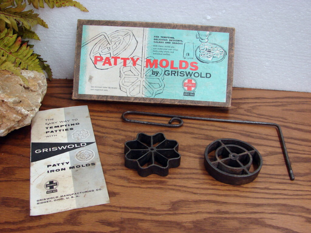 Vintage Antique Scandinavian Griswold Patty Rosette Wafer Iron Mold Box ...