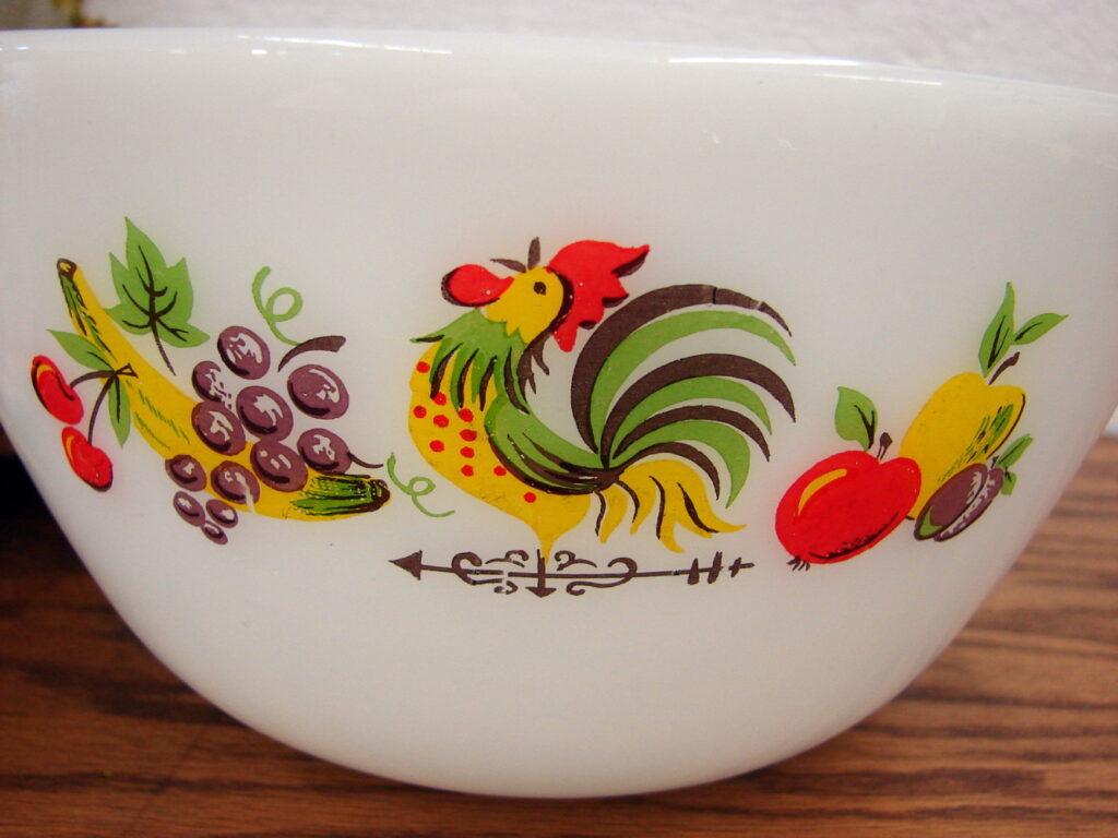 Vintage Anchor Hocking Fire King Chanticleer Rooster Mixing Bowl 8 ...