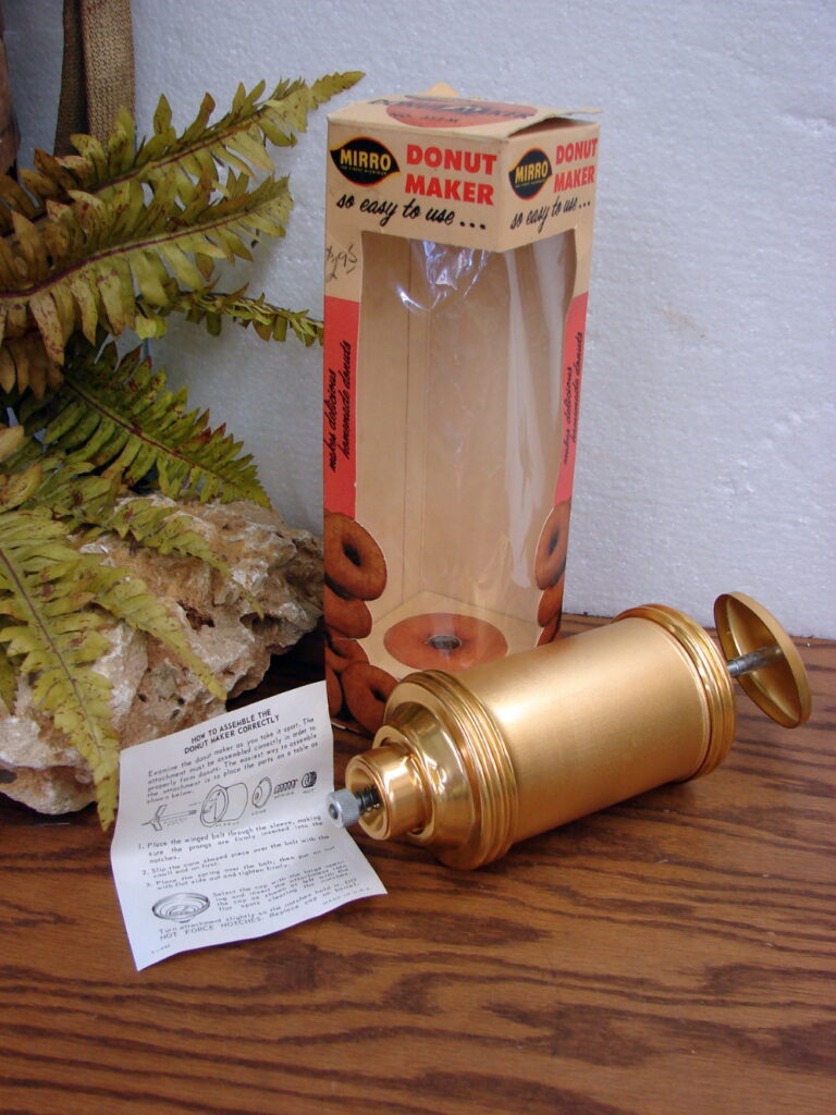 Vintage Mirro Gold Aluminum Donut Maker #352 Box Recipes Instructions ...