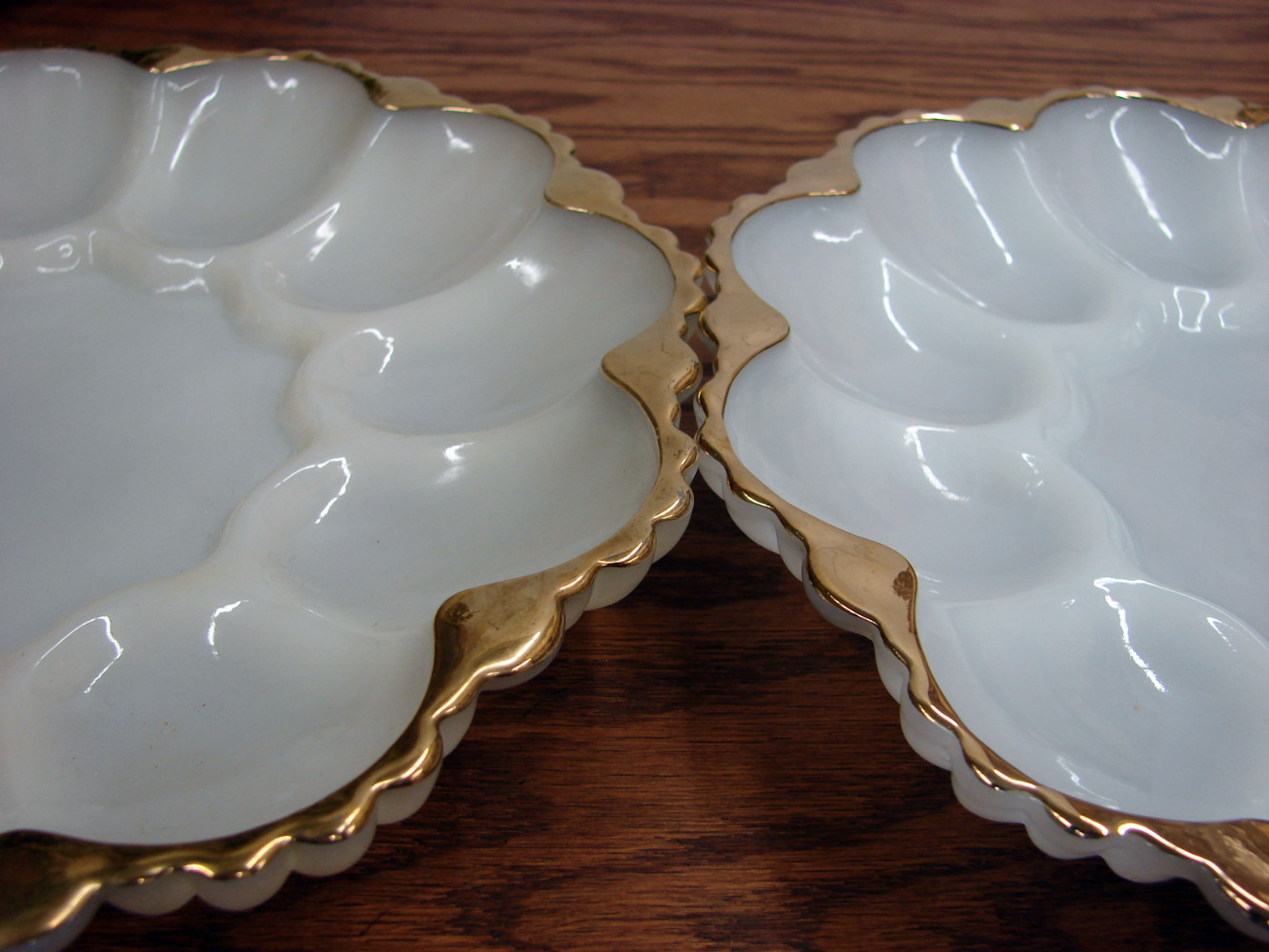 Vintage Fire King Ivory Heavenly Devil Egg Platter Serving Dish Gold ...