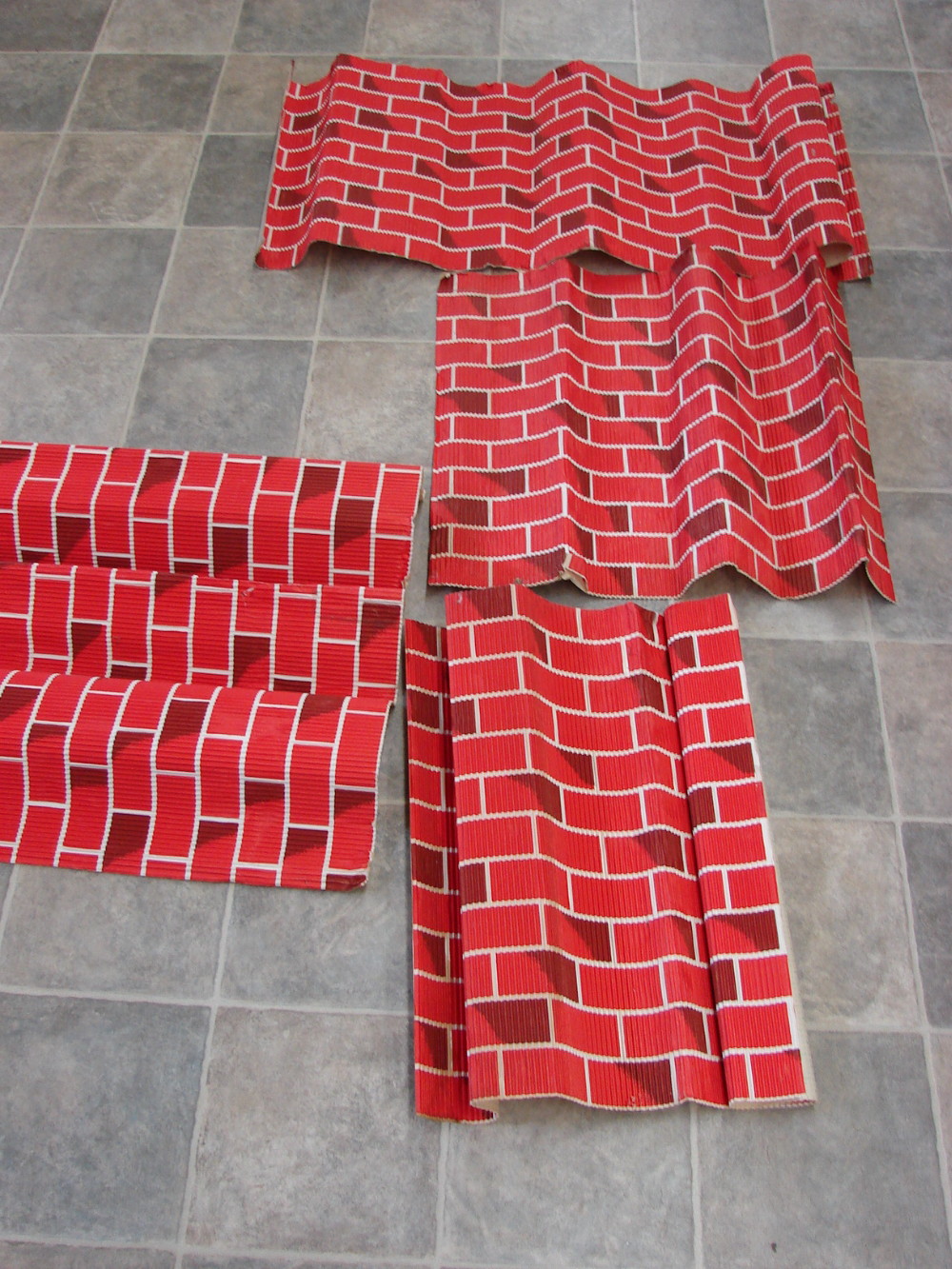 Vintage Corrugated Brick Paper Cardboard Roll Fireplace Door Wal Decor ...