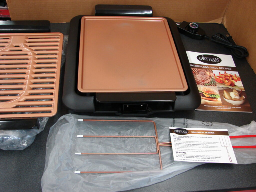 Gotham Steel Electric Smoke-Less Indoor Grill Non-Stick Copper Griddle ...