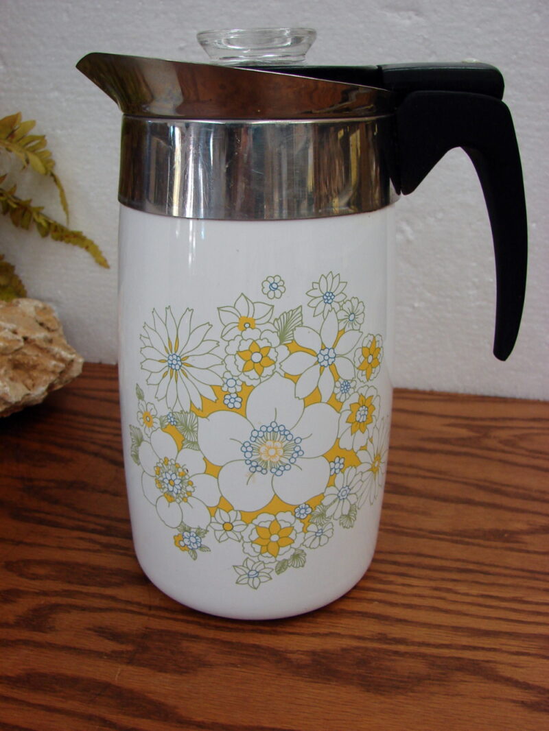 Complete Vintage Corning Ware Floral Bouquet 10 Cup Electric Percolator ...