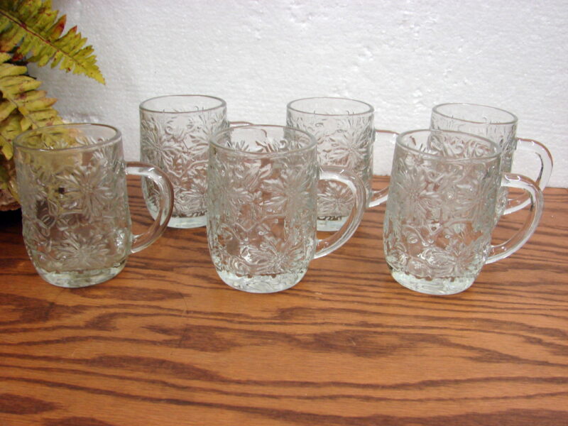 Set/6 Retired Princess House Fantasia Raised Relief Frosted Crystal 4 ...